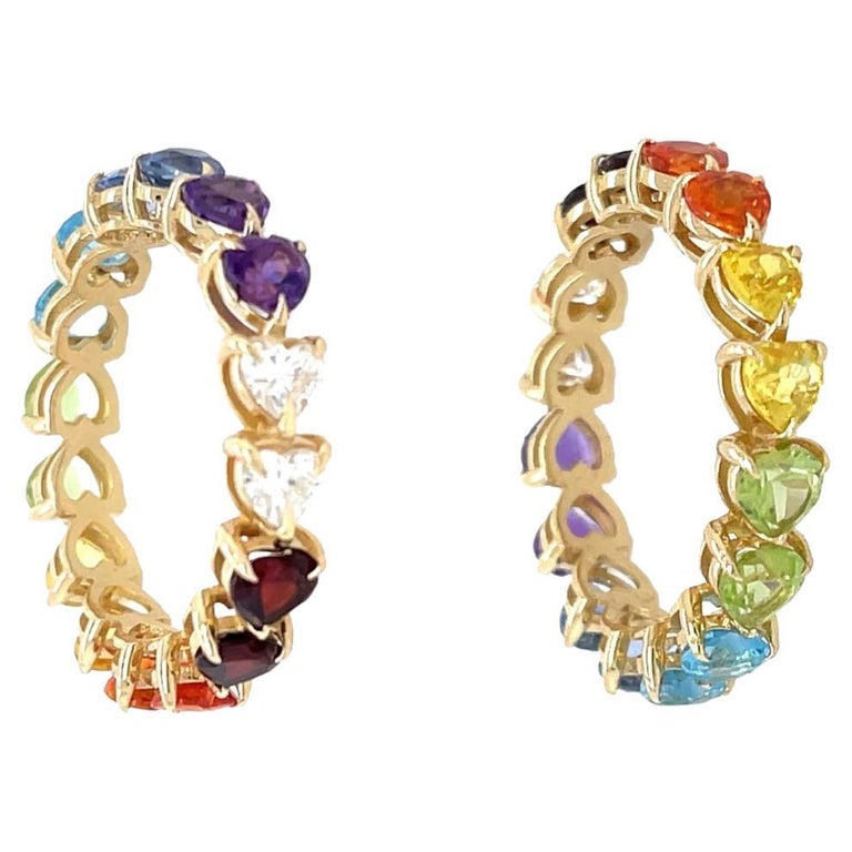 Customizable 14K Rainbow Gems Eternity Ring For Sale at 1stDibs