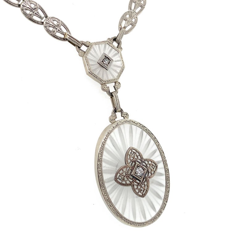 14K Rock Crystal Quartz Necklace with Cast Links For Sale at 1stDibs
