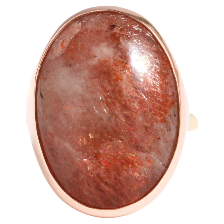 14k Rose and Yellow Gold Sunstone Ring For Sale at 1stDibs