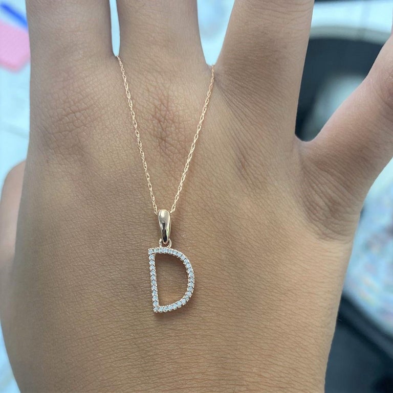 14K Rose Gold 0.10ct Diamond Initial D Pendant for Her For Sale at 1stDibs