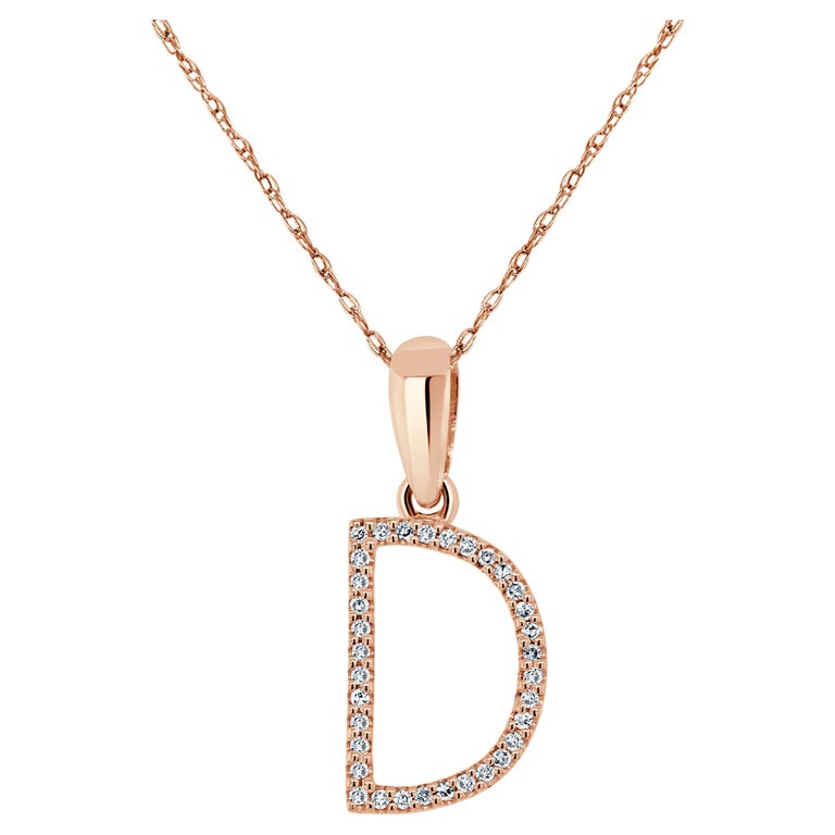 14K Rose Gold 0.10ct Diamond Initial D Pendant for Her For Sale at 1stDibs
