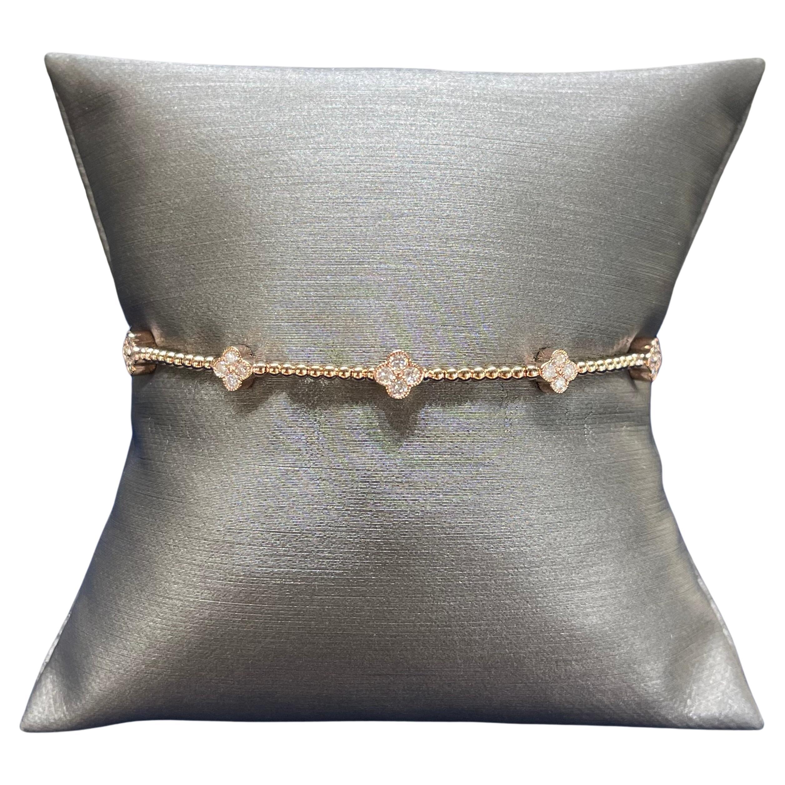 14K Yellow Gold .35 CTW Diamond Cluster Flex Bangle For Sale at 1stDibs