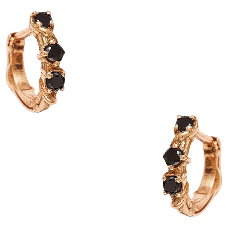 Diamond-studded 14k Gold Vine Hoops, 1" For Sale at 1stDibs