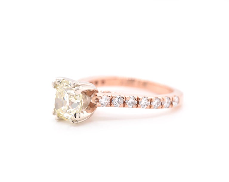 14 Karat Rose Gold Cushion Cut Diamond Engagement Ring GIA Certified ...