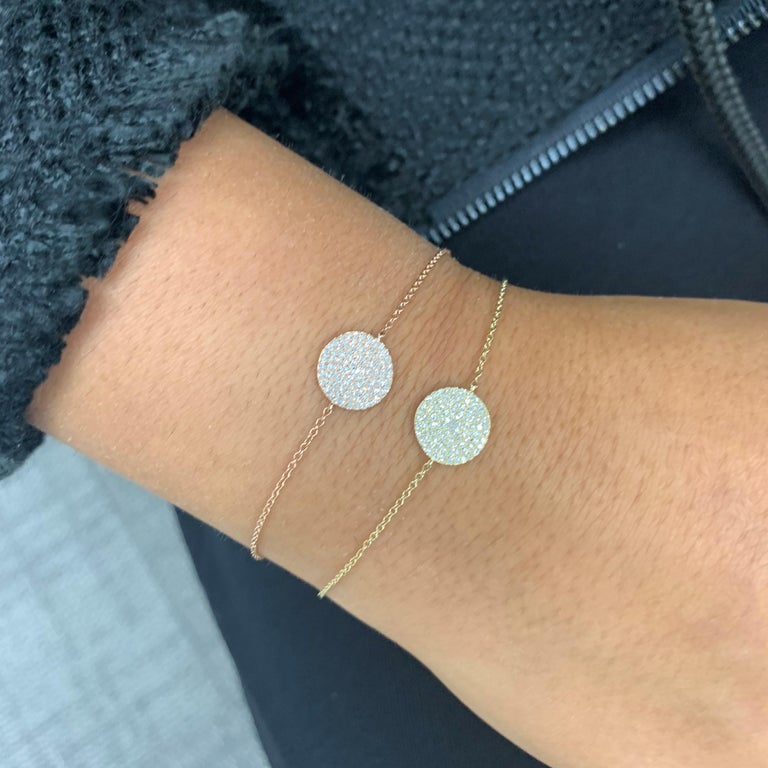 14K Rose Gold Diamond Disc Chain Bracelet for Her For Sale at 1stDibs