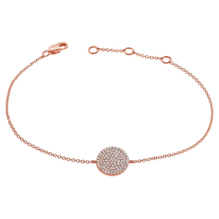 14K Rose Gold Diamond Disc Chain Bracelet for Her For Sale at 1stDibs