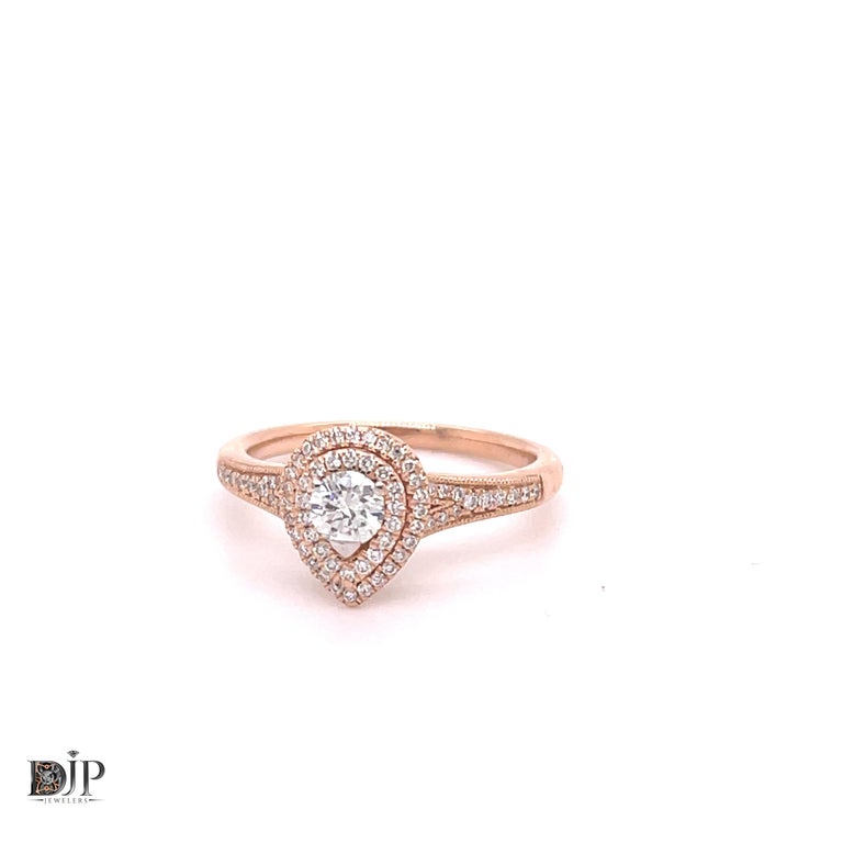 14K Rose Gold Diamond Engagement Ring 0.65 ctw For Sale at 1stDibs