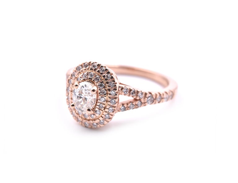 14 Karat Rose Gold Diamond Engagement Ring at 1stDibs