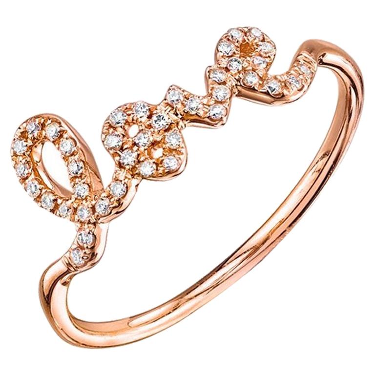 14k White Gold Diamond Love Script Ring For Sale at 1stDibs | script ...