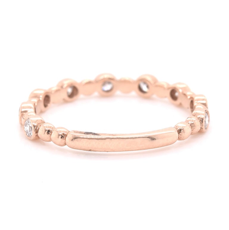 14 Karat Rose Gold Diamond Stackable Anniversary Ring For Sale at 1stDibs
