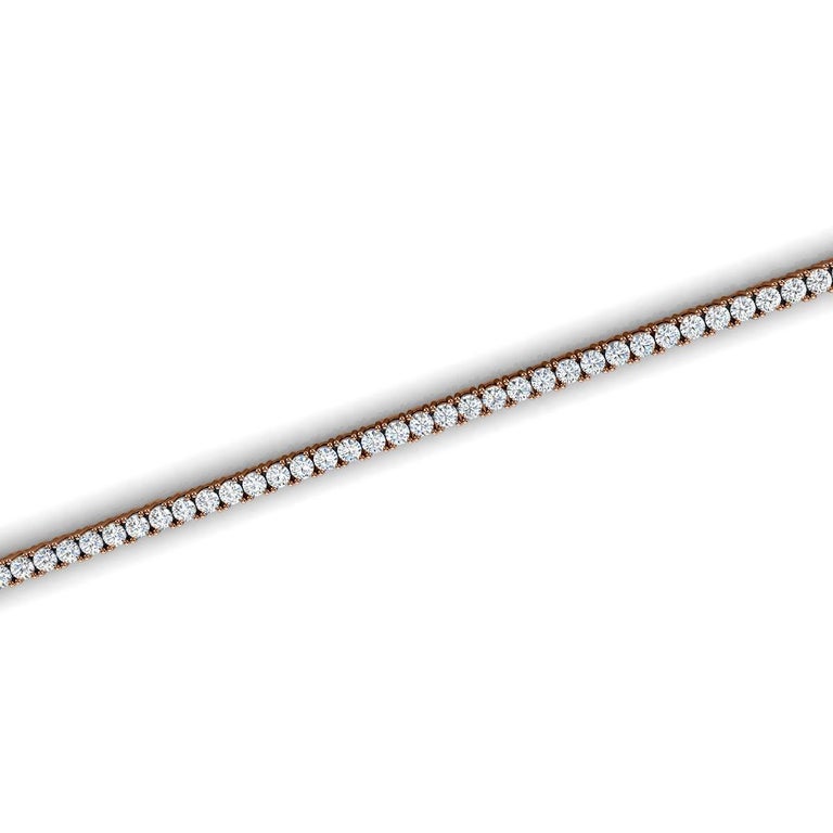 14 Karat Rose Gold Four Prongs Diamond Tennis Bracelet 2 Carat For