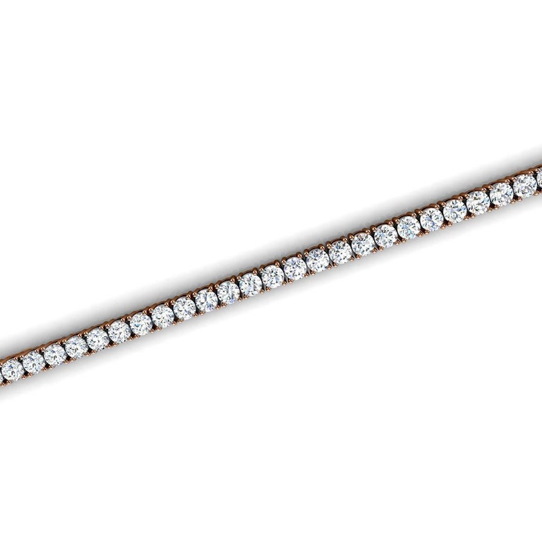 14 Karat Rose Gold Four Prongs Diamond Tennis Bracelet 4 Carat For