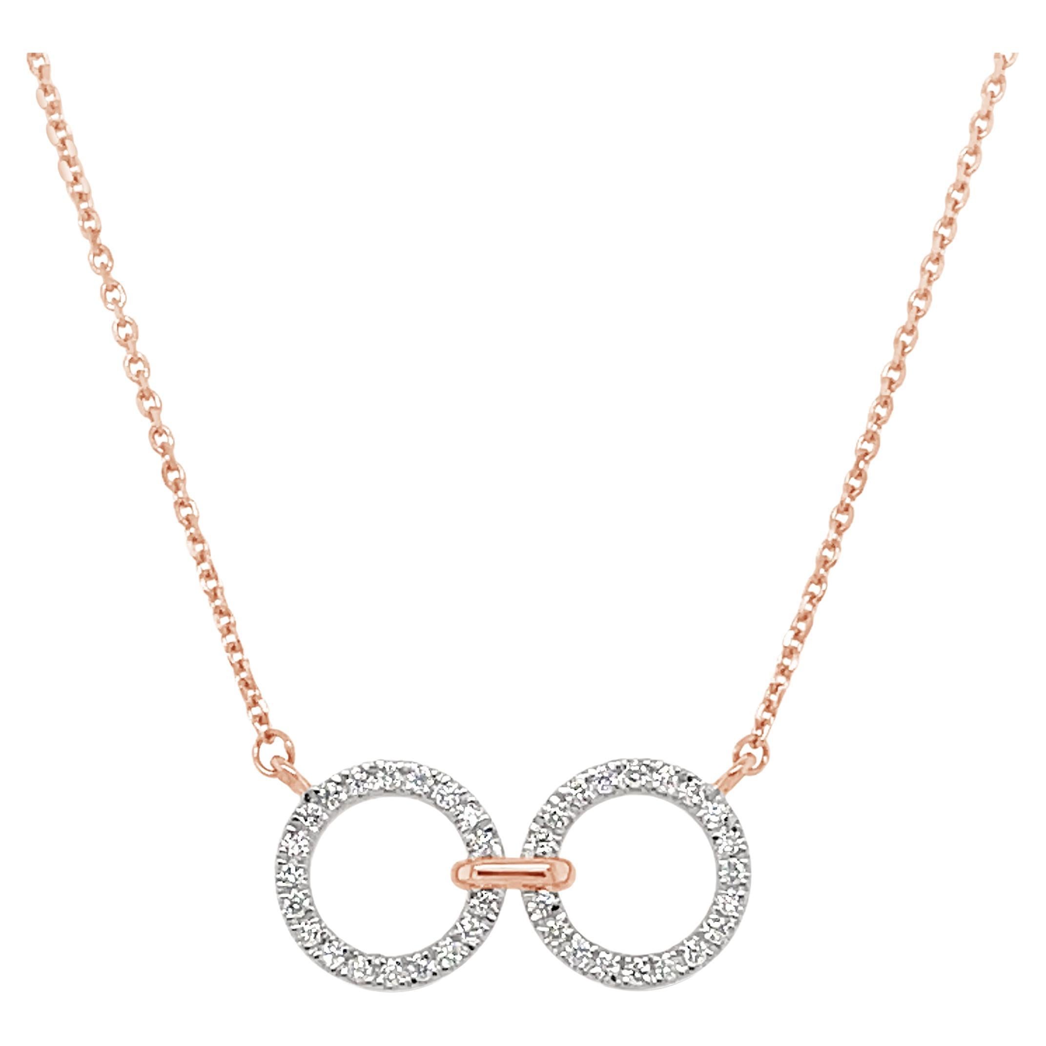 14K White Gold Full Circle Link Diamond Necklace For Sale at 1stDibs