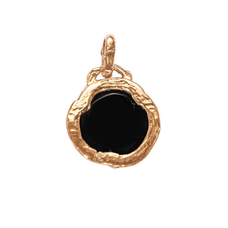 14k Rose Gold Gabrielle Rosebud Amulet Charm, Carved Black Onyx For ...