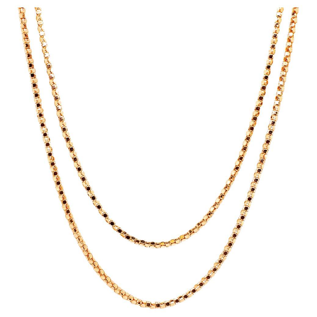 14k Rose Gold Dangling Diamond Bead Chain Necklace For Sale at 1stDibs