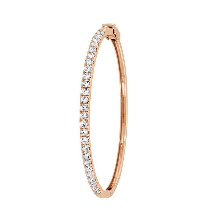 14 Karat Rose Gold Micro-Prong Diamond Bangle '2 Carat' For Sale at 1stDibs