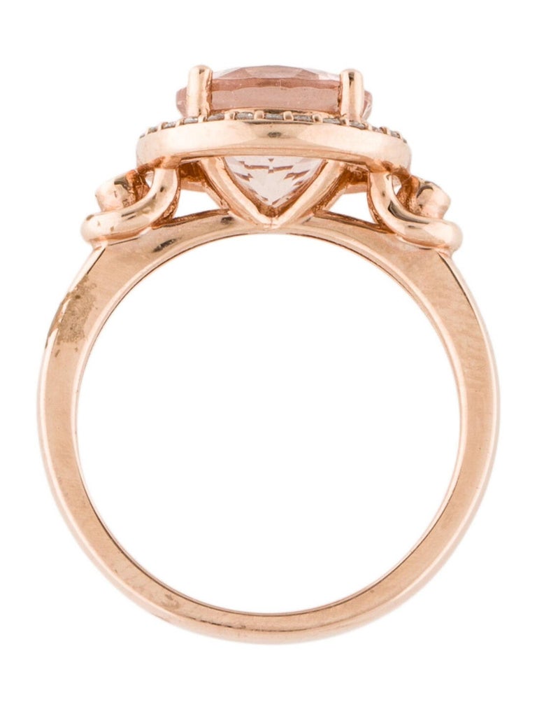 14K Rose Gold Morganite and Diamond Cocktail Ring For Sale at 1stDibs