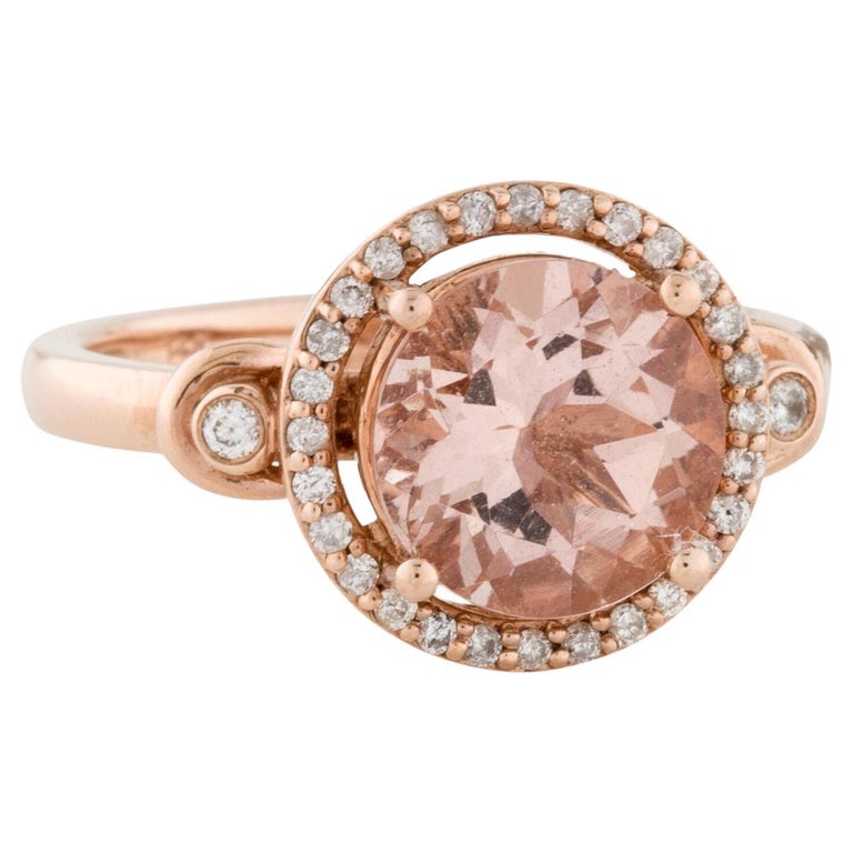 14K Rose Gold Morganite and Diamond Cocktail Ring For Sale at 1stDibs