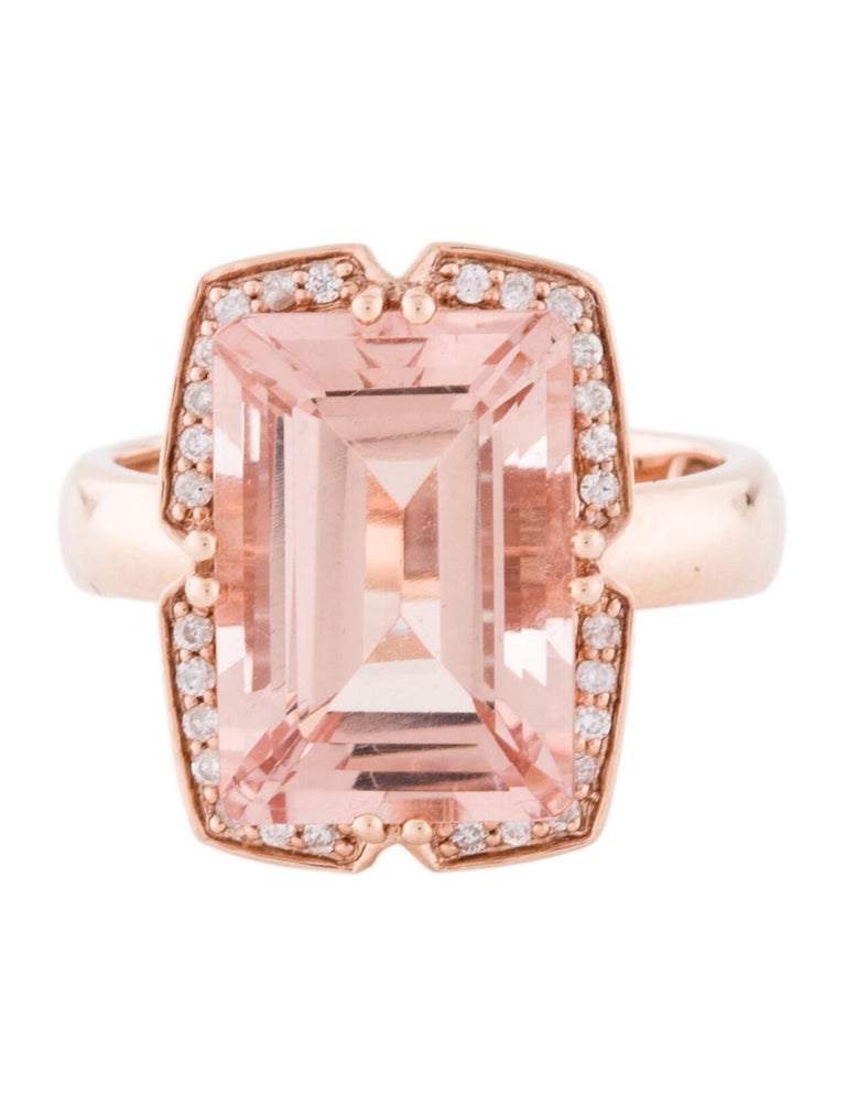 14K Rose Gold Natural Emerald 6.71 Ct Morganite Cocktail Ring For Sale ...