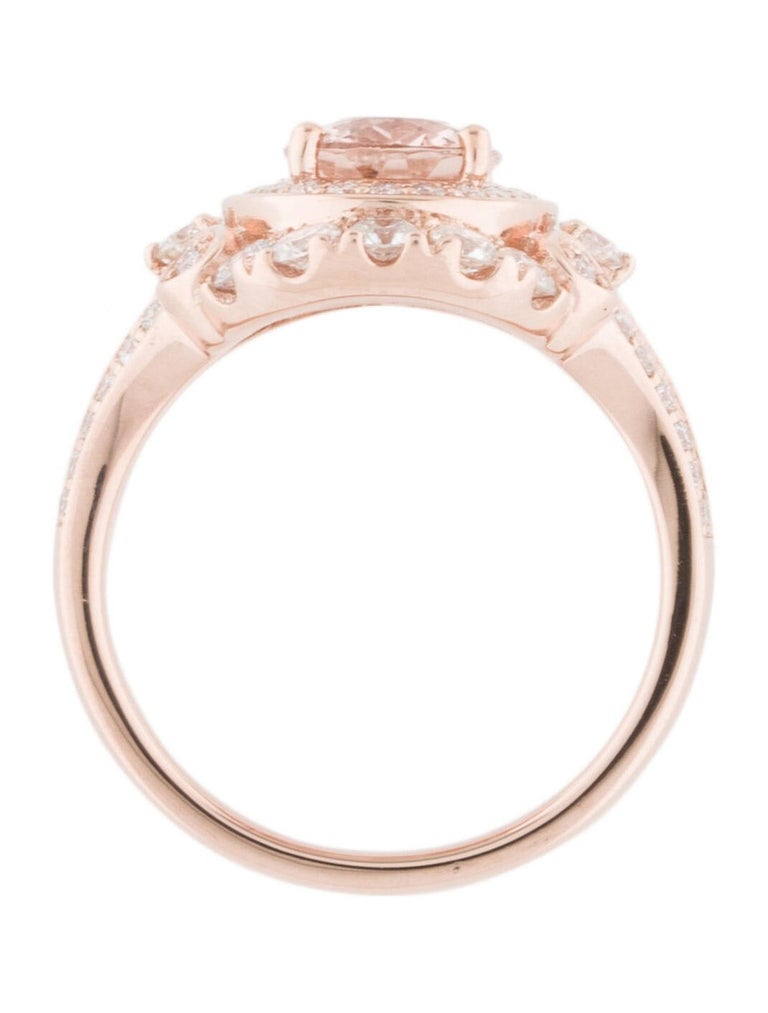 14K Rose Gold Oval Morganite and Diamond Regal Cocktail Ring For Sale ...