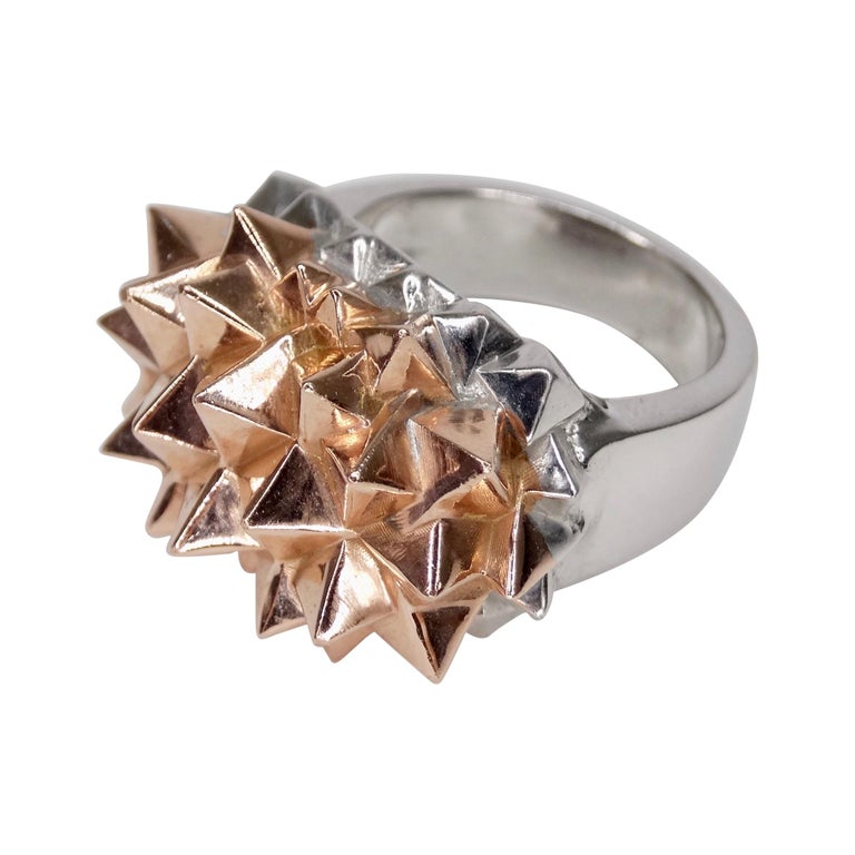 14k Rose Gold Spiked Cocktail Ring For Sale at 1stDibs