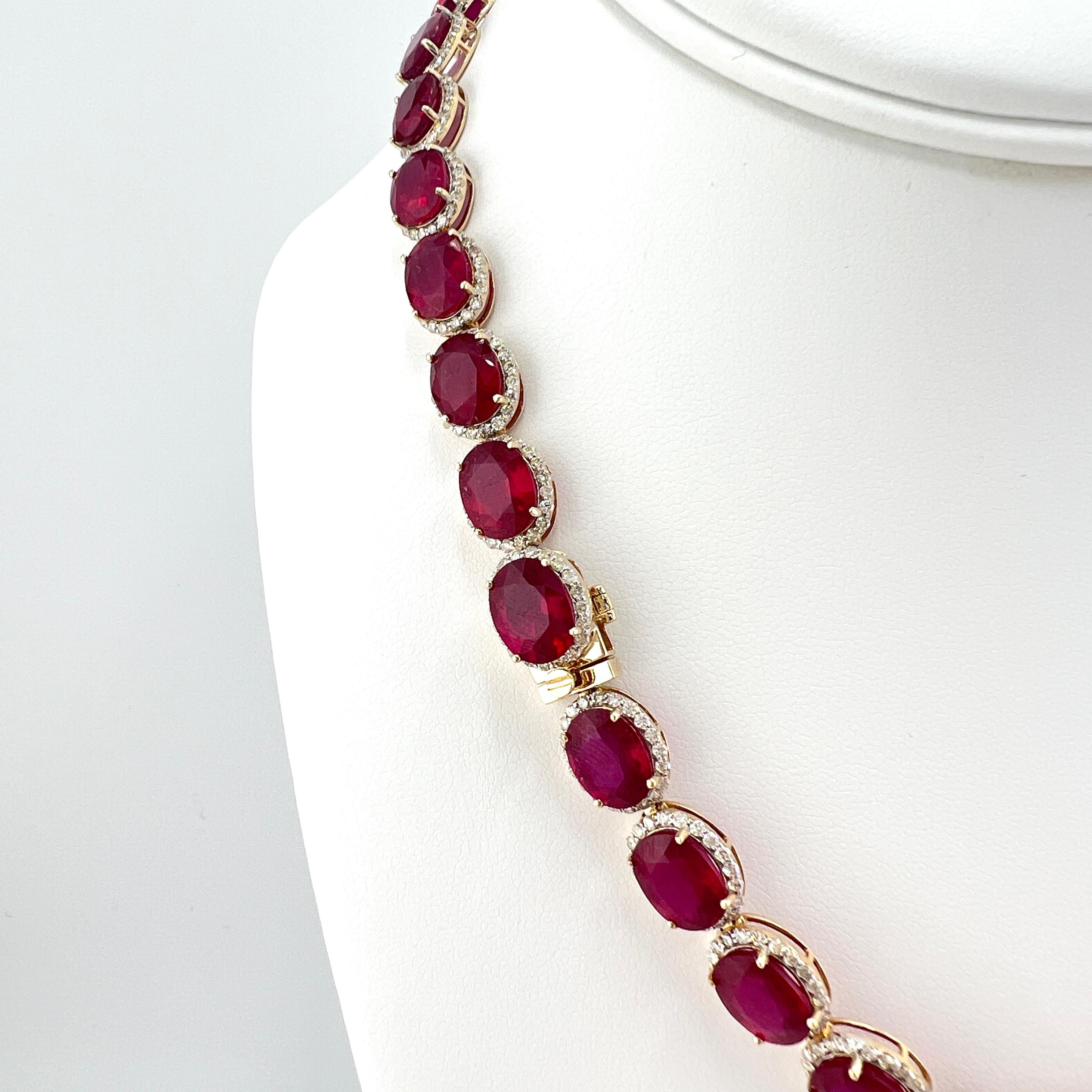 14k Ruby Diamond Necklace For Sale at 1stDibs