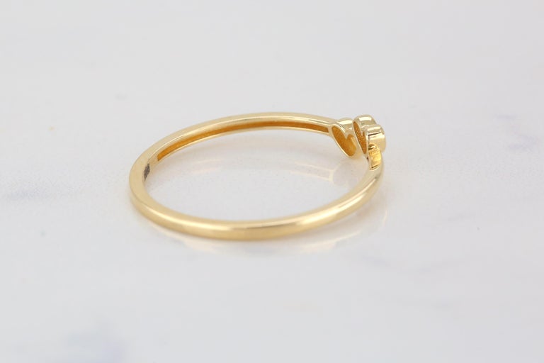 Customizable 14k Solid Gold Dainty Twin Hearts Ring, Cute Delicate ...