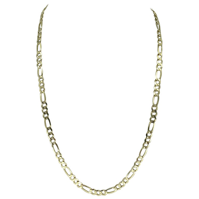 14k Solid Gold Fancy Figaro Link Men Chain at 1stDibs