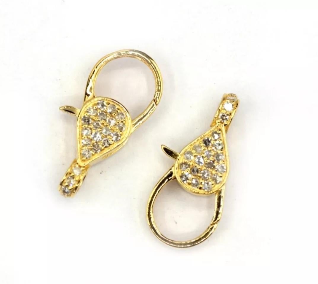 14K Solid Gold Genuine Diamond Lobster Lock For Necklace Jewelry ...