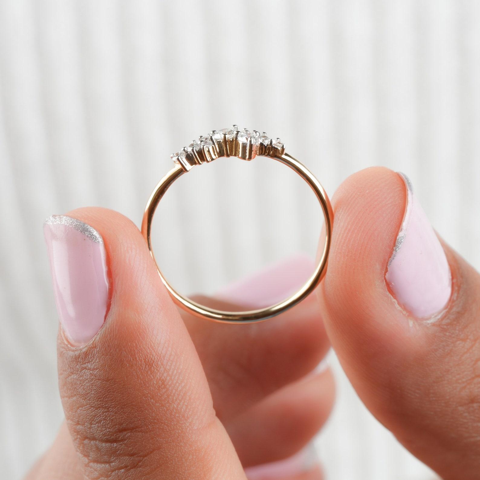 14k Solid Gold Natural Diamond Iconic Cluster Ring Minimalist Tiny Cluster Ring For Sale at 1stDibs