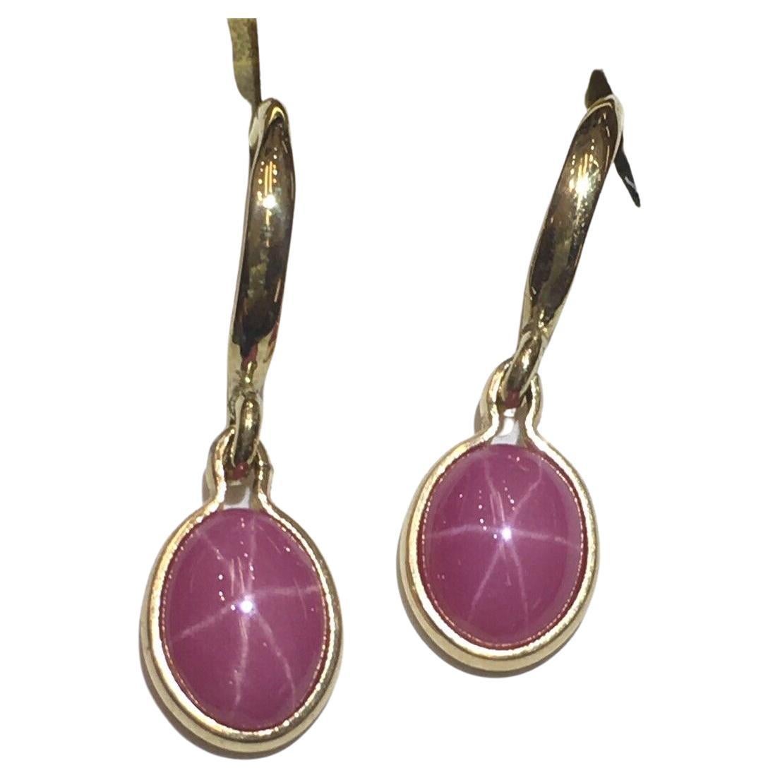 14K Solid Yellow Gold Oval Cut Amethyst Dangling Wire Earrings For Sale ...