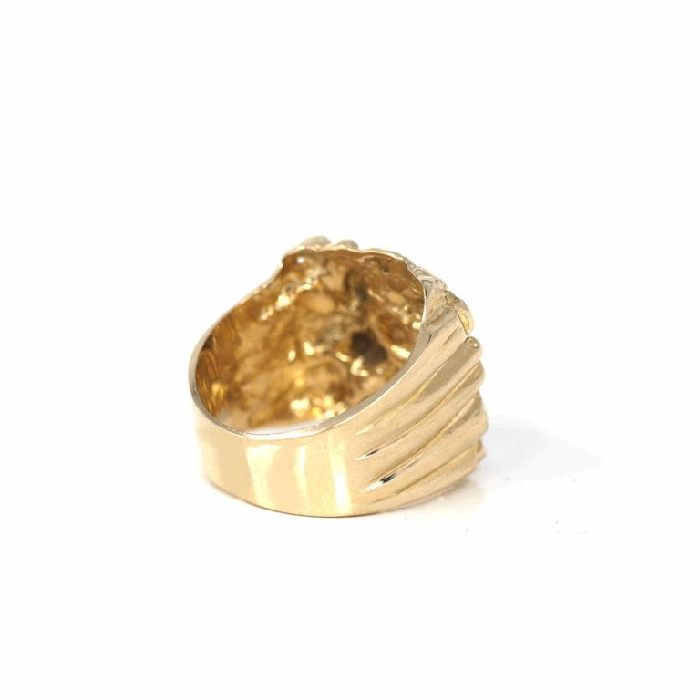 14k Solid Yellow Gold Nugget Men's Big Band Ring For Sale at 1stDibs