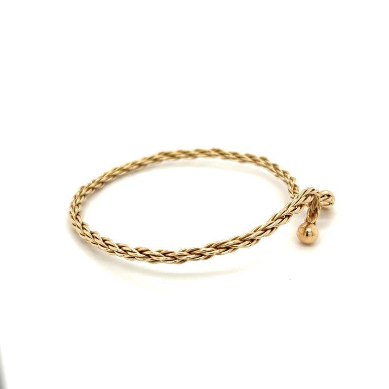 14K Solid Yellow Gold Rope Chain Interlocking Bangle Bracelet For Sale ...