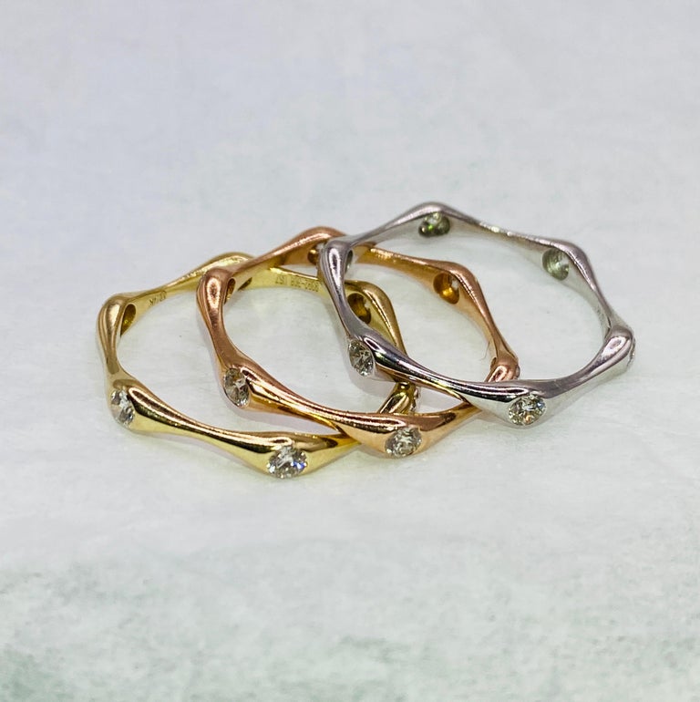 Three-Tone Diamond Stackable Rings For Sale at 1stDibs