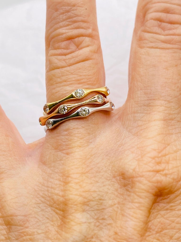 Three-Tone Diamond Stackable Rings For Sale at 1stDibs