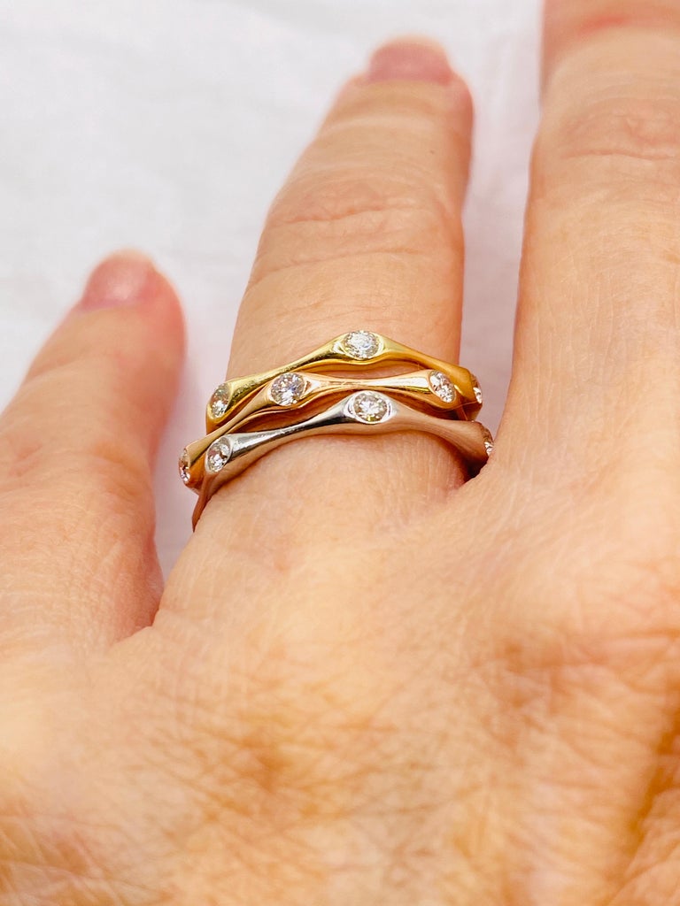 Three-Tone Diamond Stackable Rings For Sale at 1stDibs