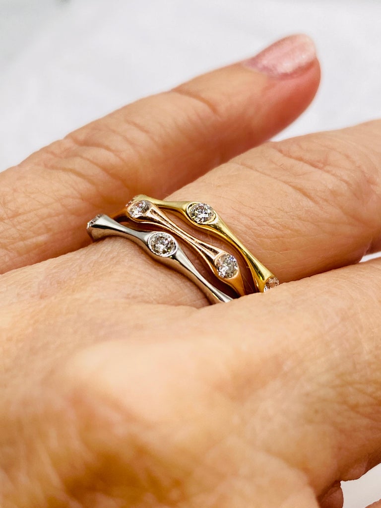 Three-Tone Diamond Stackable Rings For Sale at 1stDibs