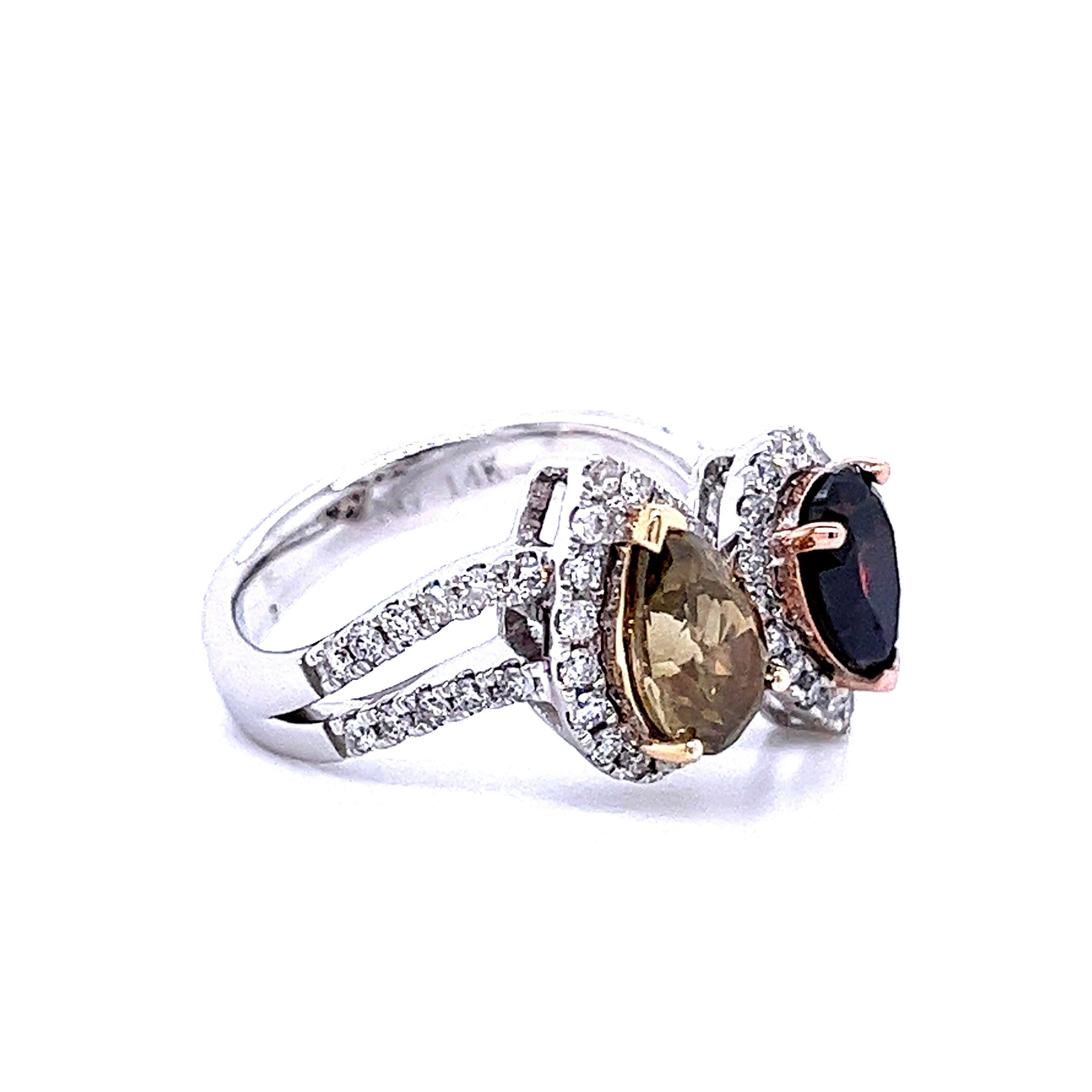 14K Tri-Tone Gold 2.81 Carat Fancy Diamond Yin Yang Ring For Sale at ...