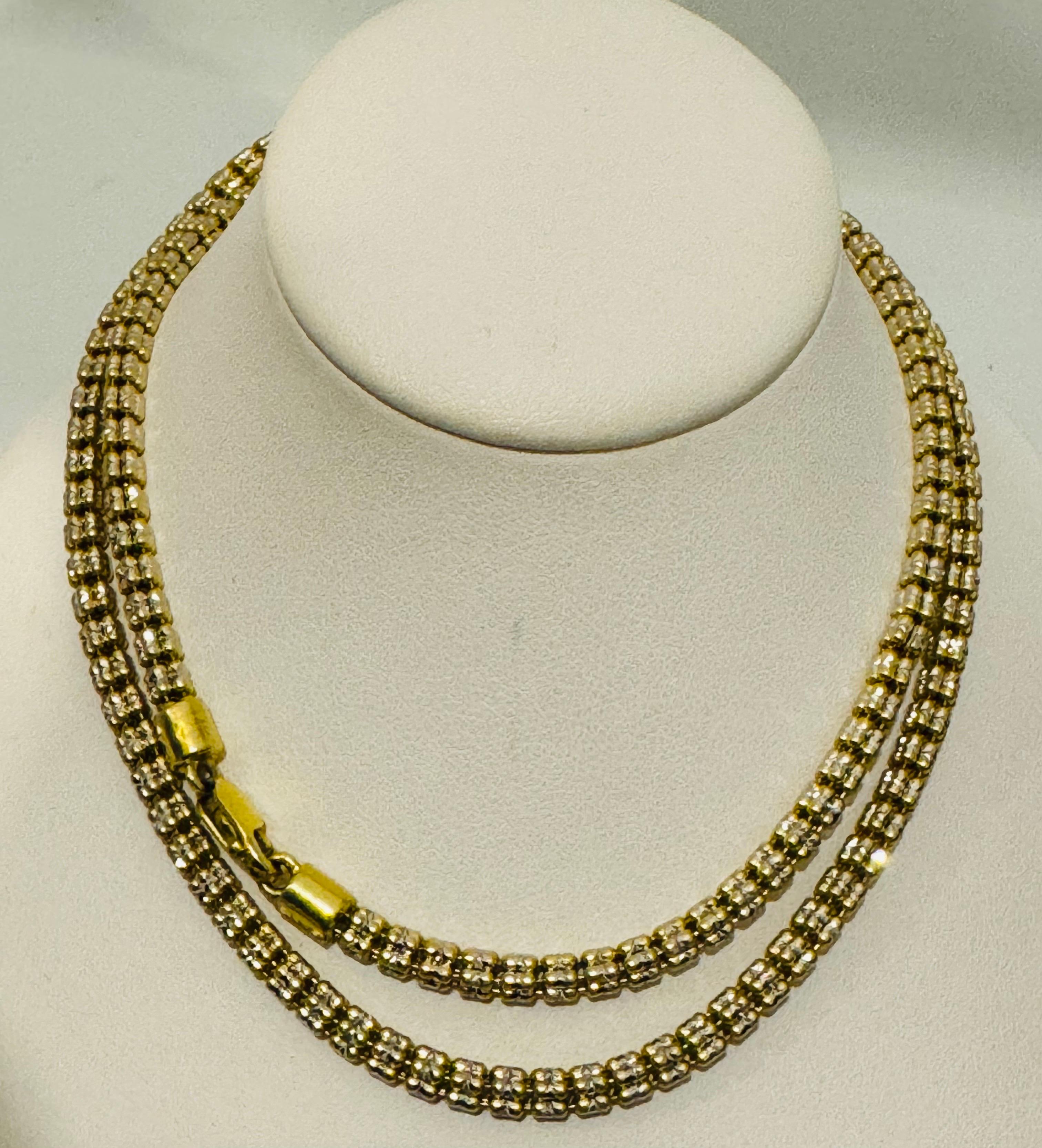 14k Two Tone Gold 22" , 4 MM Sparkle Ice Link Chain Necklace Iced Rope ...