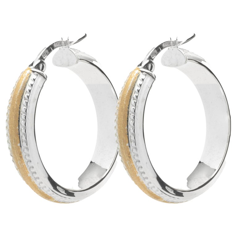 14k Two Tone Gold Hoop Earrings For Sale at 1stDibs