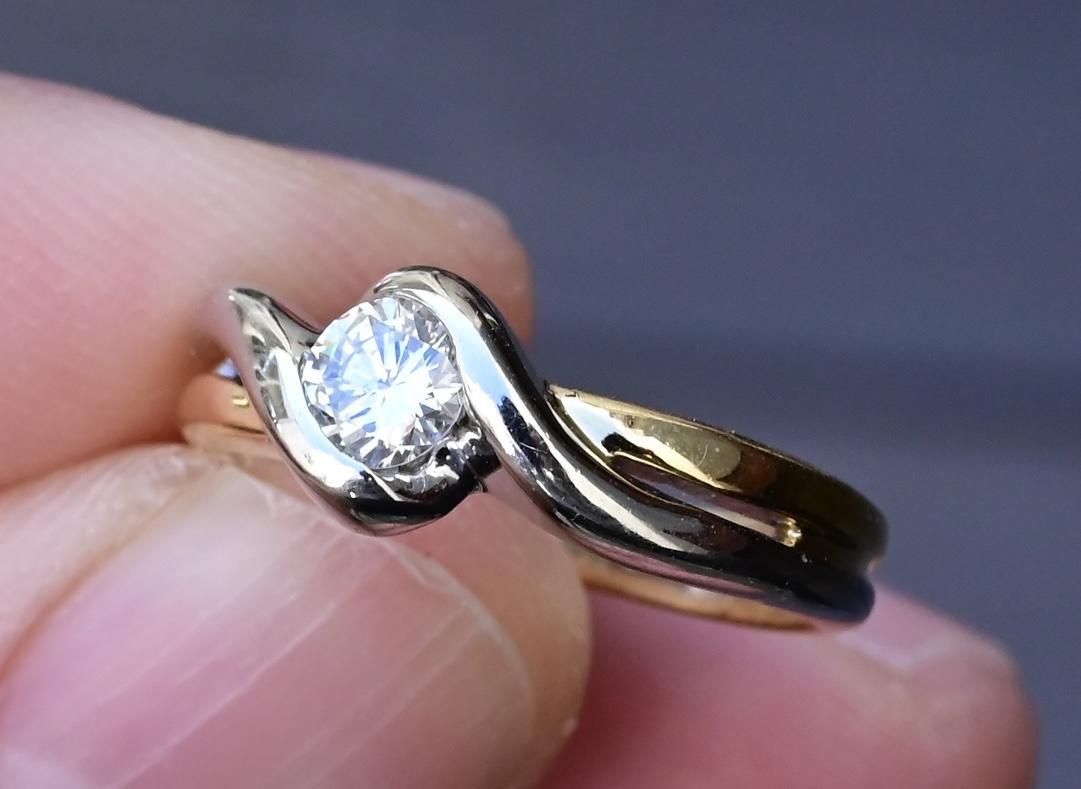 14K Two-Tone Gold Solitaire Diamond Ring by FRED – 0.30ct VS Diamond ...