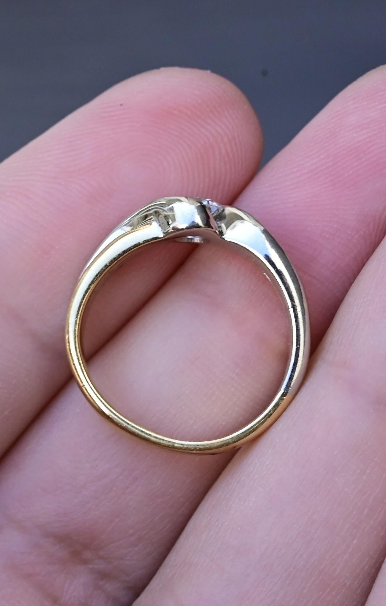 14K Two-Tone Gold Solitaire Diamond Ring by FRED – 0.30ct VS Diamond ...