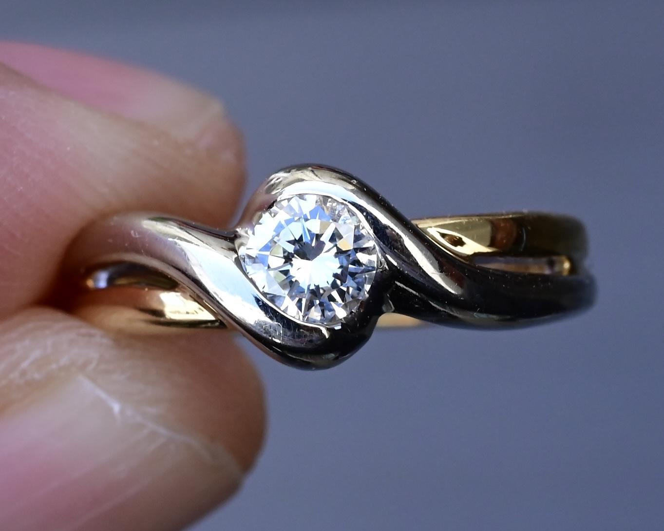 14K Two-Tone Gold Solitaire Diamond Ring by FRED – 0.30ct VS Diamond ...