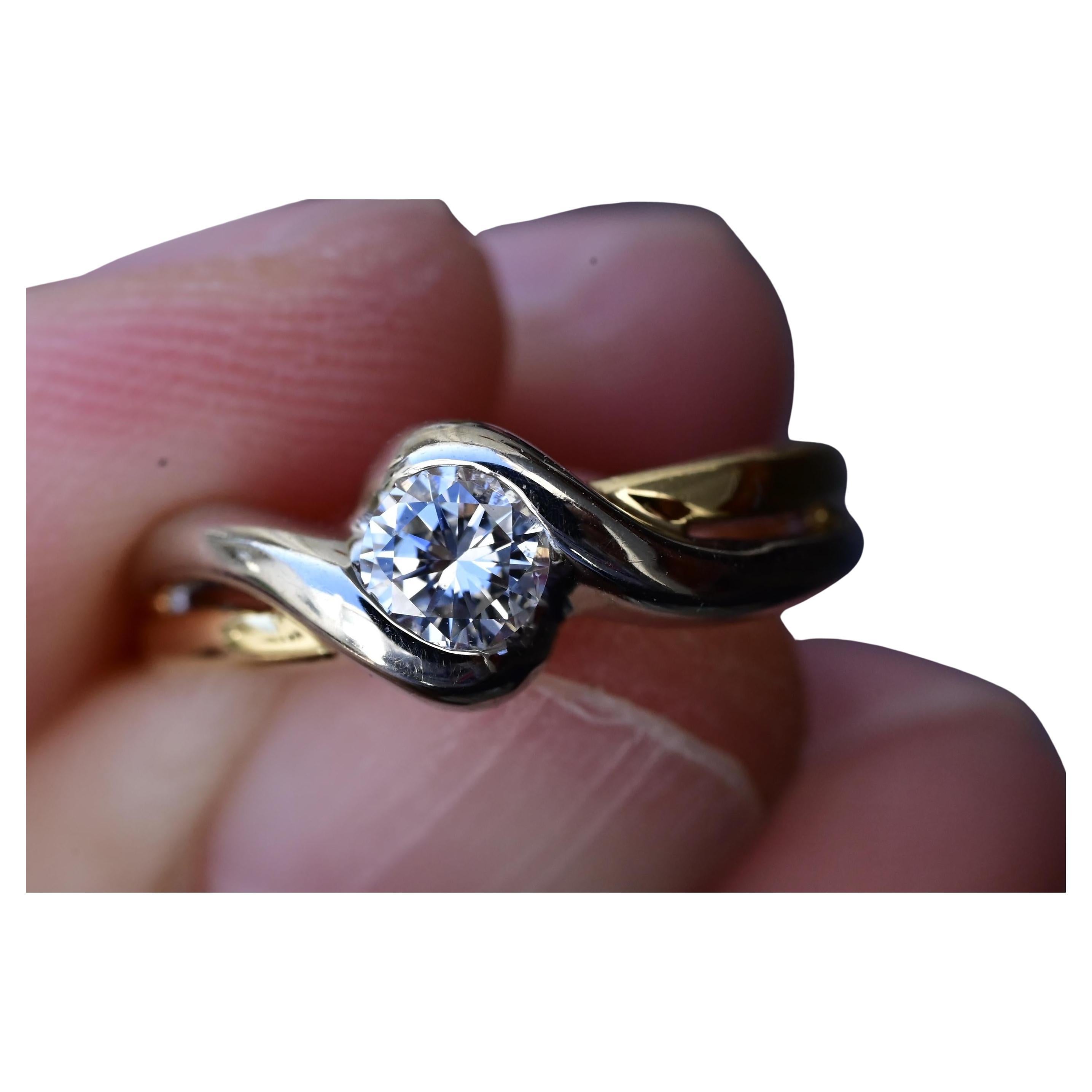 14K Two-Tone Gold Solitaire Diamond Ring by FRED – 0.30ct VS Diamond ...