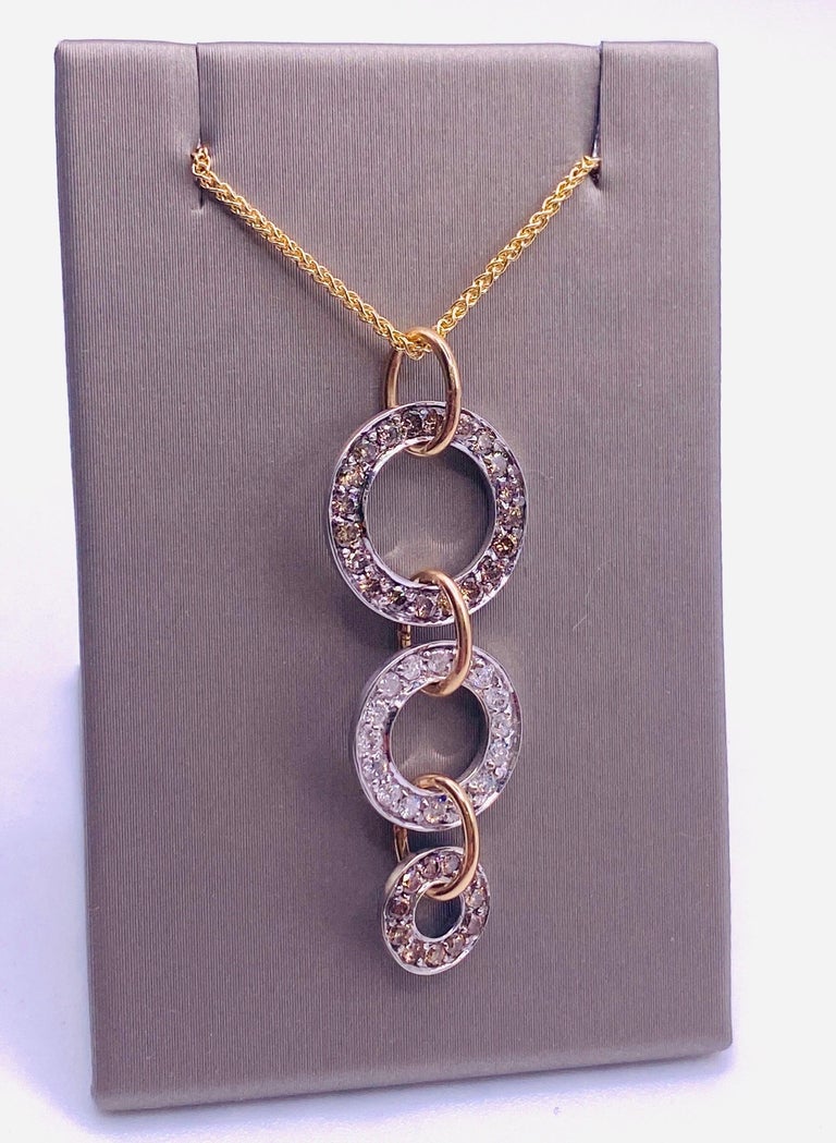 Two-Tone Three Roundel Chocolate and White Diamond Gold Pendant For ...