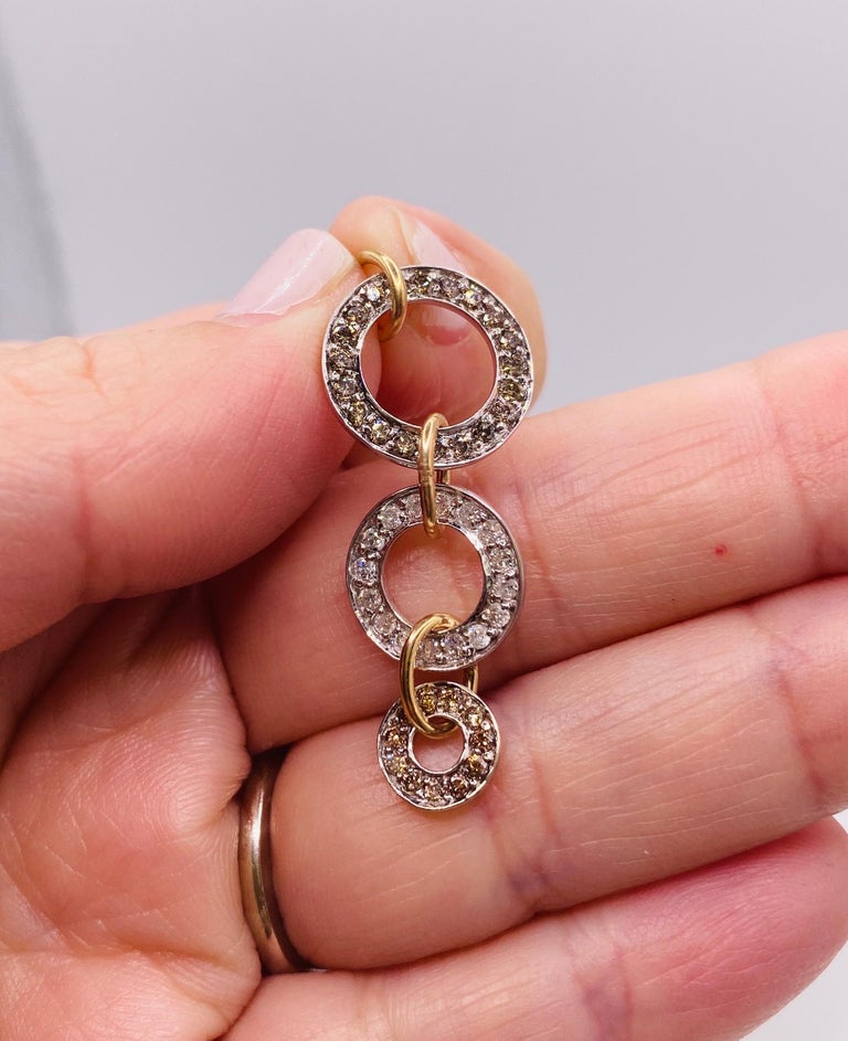 Two-Tone Three Roundel Chocolate and White Diamond Gold Pendant For ...