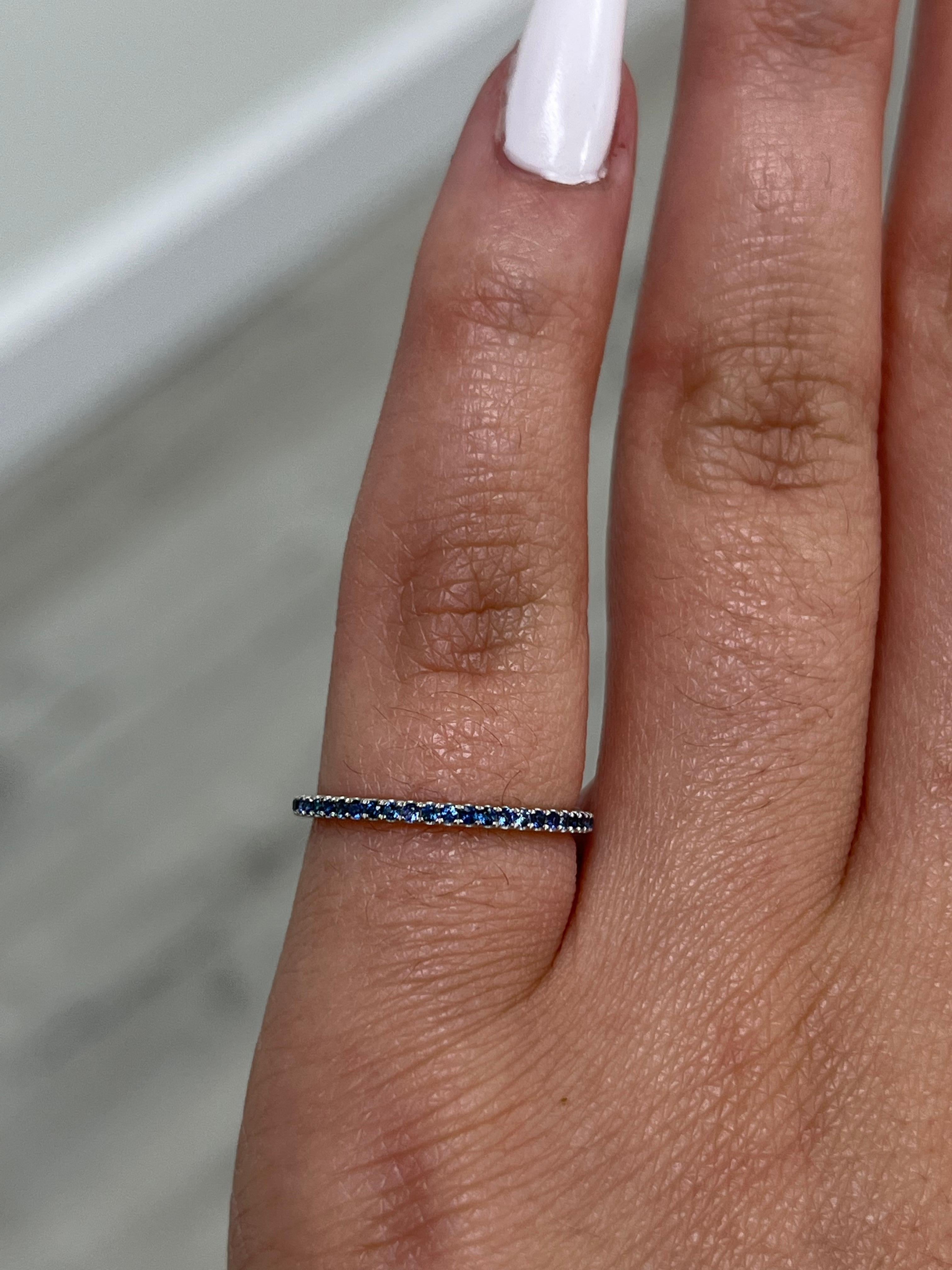 14K U-Pave Sapphire Eternity For Sale at 1stDibs