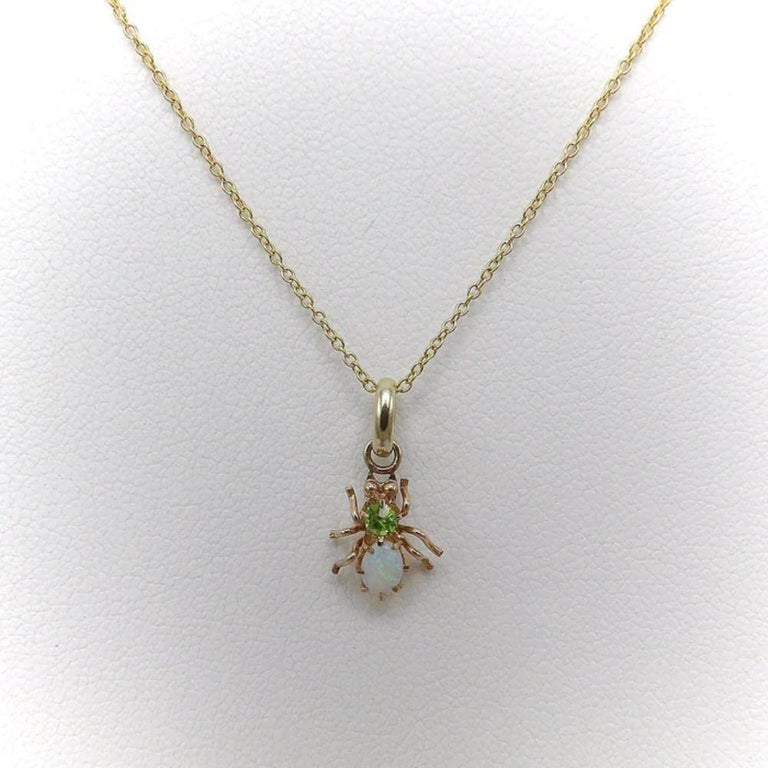 14k Victorian Ant Charm-Pendant with Opal and Peridot at 1stDibs