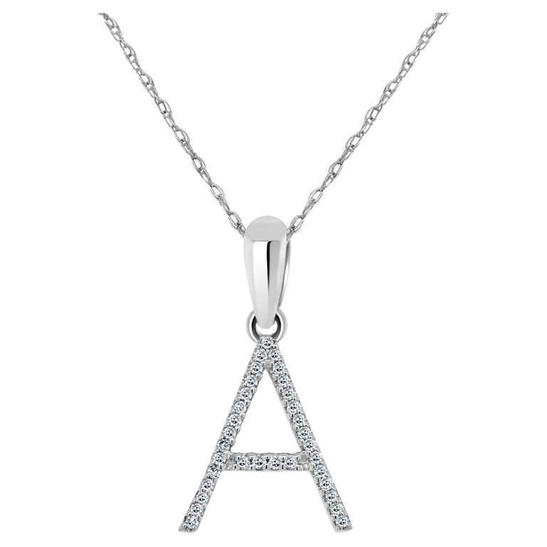 14K White Gold 0.10ct Diamond Initial a Pendant for Her For Sale at 1stDibs