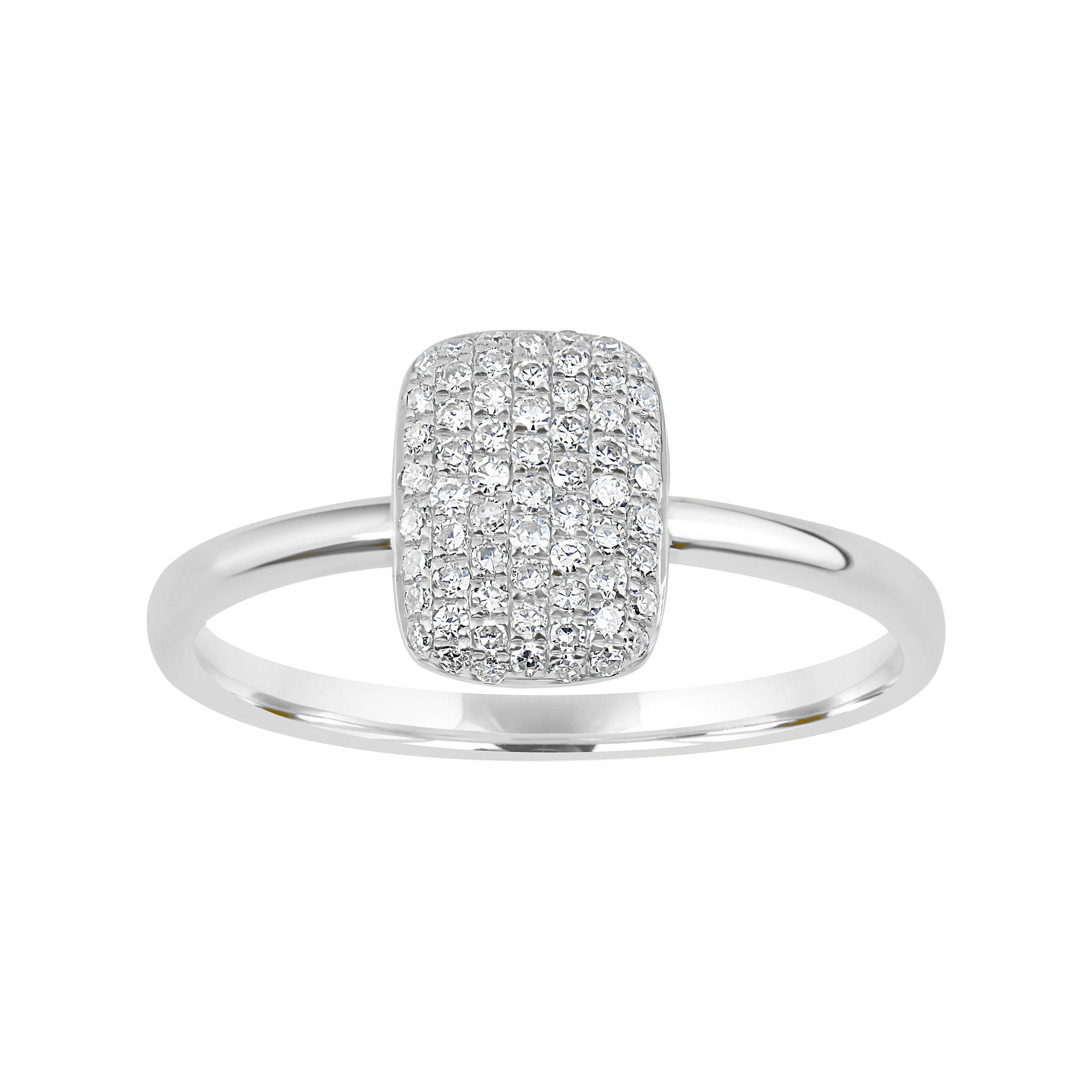 Luxle Round Diamond Rectangle Ring in 14k White Gold For Sale at 1stDibs